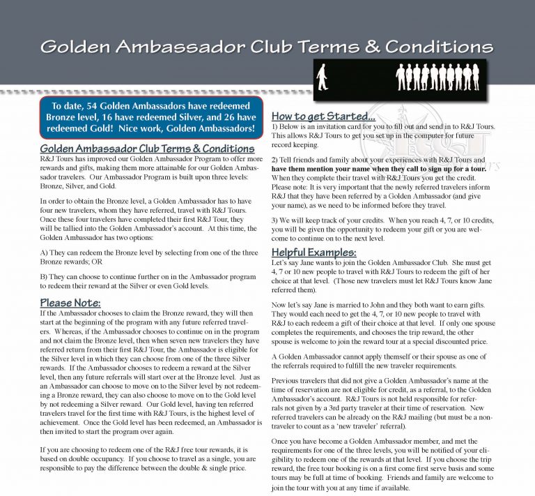 Golden Ambassador Club « R & J Tours